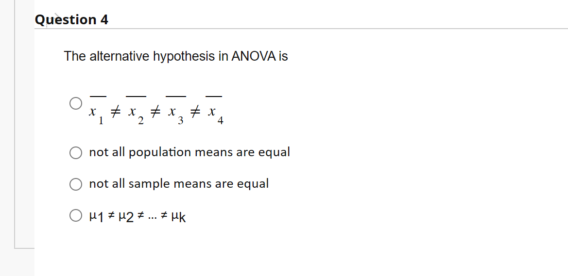 Solved The goal of ANOVA is to test whether the means of | Chegg.com
