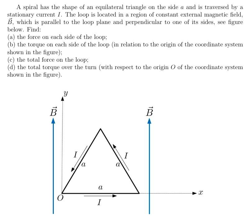Solved A spiral has the shape of an equilateral triangle on | Chegg.com