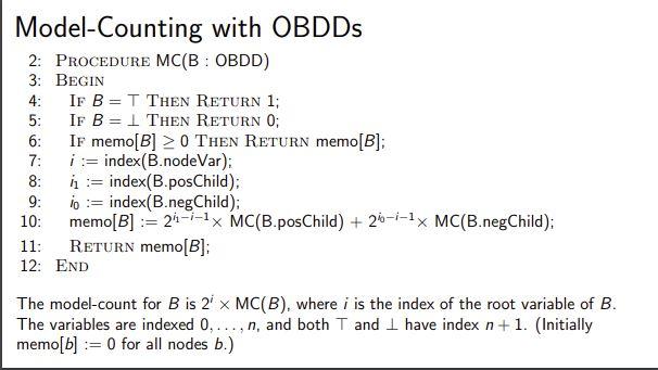 Solved Model-Counting with OBDDs 2: Procedure MC(B : OBDD) | Chegg.com