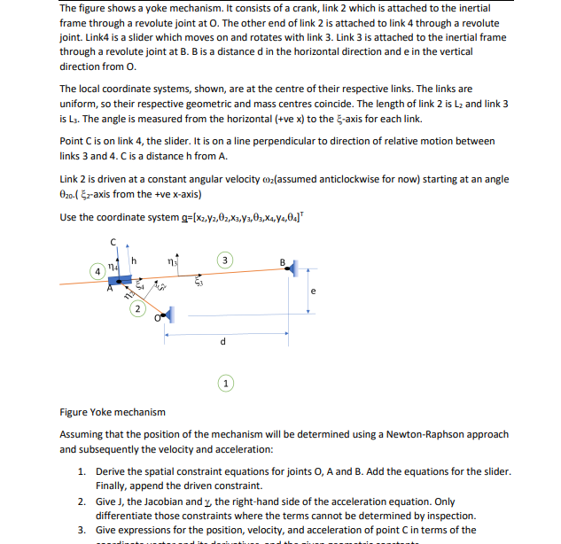 The figure shows a yoke mechanism. It consists of a | Chegg.com