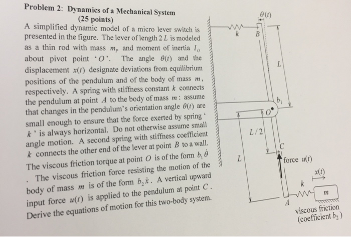 Solved Problem 2: Dynamics of a Mechanical System (25 | Chegg.com