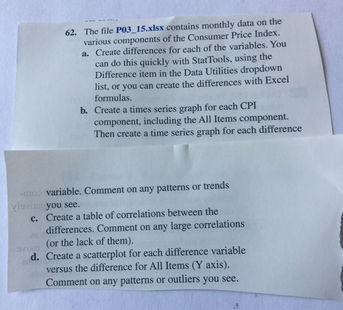62. The file P03_15.xlsx contains monthly data on the | Chegg.com