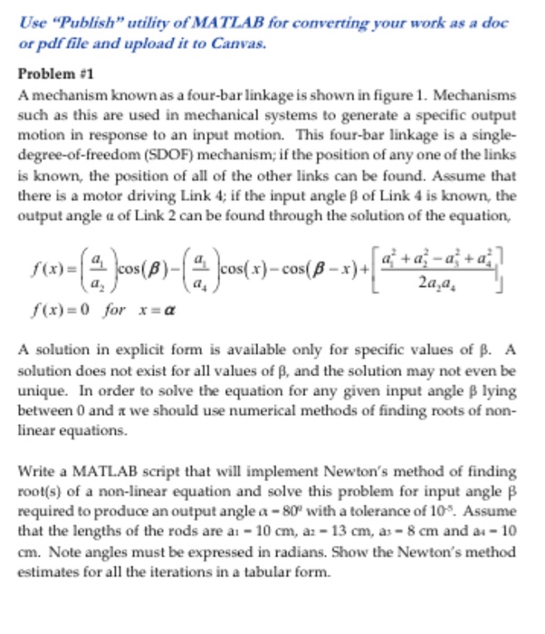 Use “Publish" utility of MATLAB for converting your | Chegg.com