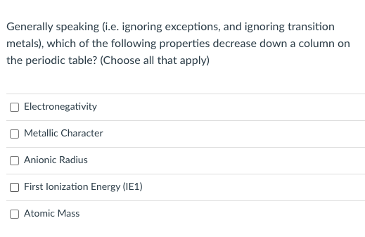 Solved Generally speaking (i.e. ignoring exceptions, and | Chegg.com