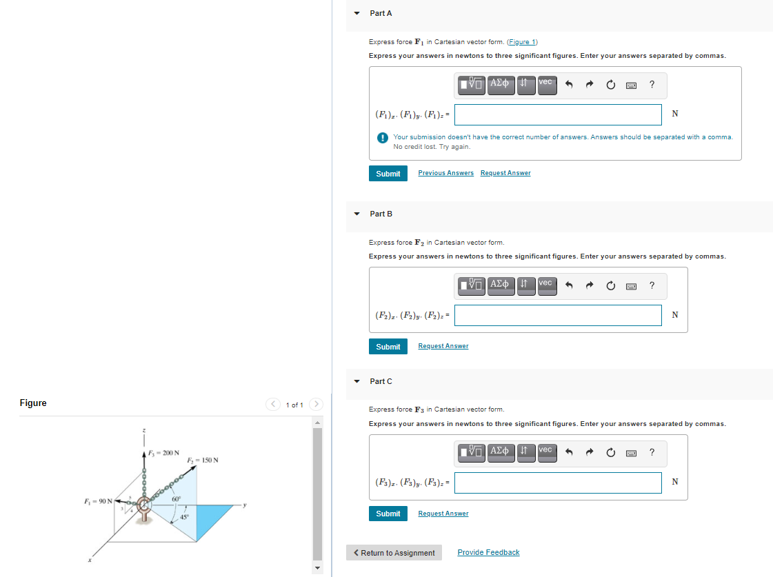 Solved Part A Express force F, in Cartesian vector form. | Chegg.com Solved Part A Express force F, in Cartesian vector form. | Chegg.com