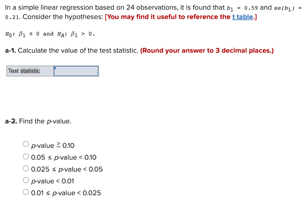 Solved In a simple linear regression based on 24 | Chegg.com