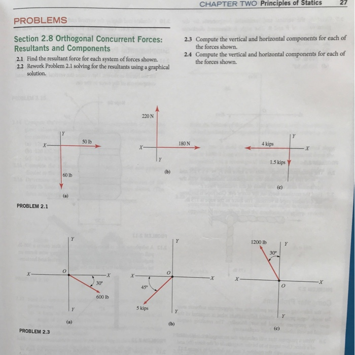 Solved 27 CHAPTER TWO Principles of Statics PROBLEMS Section | Chegg.com
