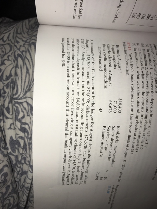 Solved Directions: A) determine deposits in | Chegg.com