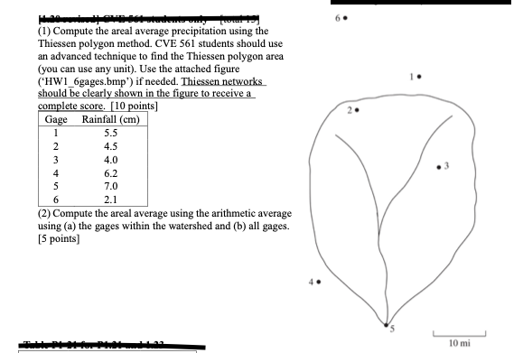6. (1) Compute the areal average precipitation using | Chegg.com 6. (1) Compute the areal average precipitation using | Chegg.com