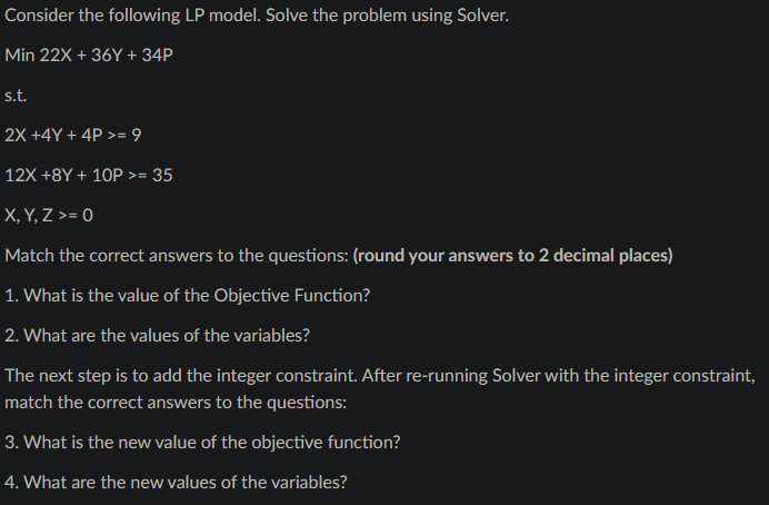 Solved Consider the following LP model. Solve the problem | Chegg.com