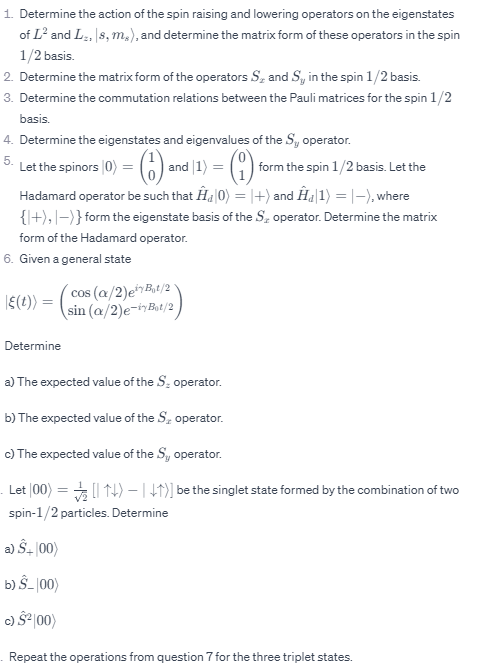 Solved 1. Determine the action of the spin raising and | Chegg.com