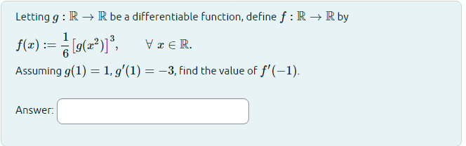 Solved Letting g:R→R be a differentiable function, define | Chegg.com