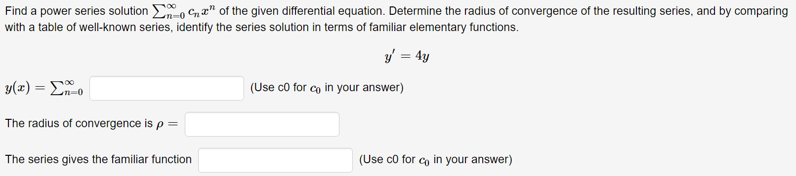Solved Find a power series solution ∑n=0∞cnxn of the given | Chegg.com