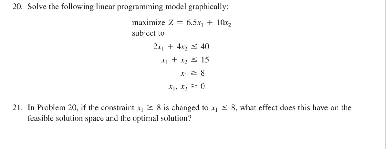 Solved 20. Solve the following linear programming model | Chegg.com