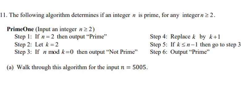 Solved 11 The Following Algorithm Determines If An Integer 0420