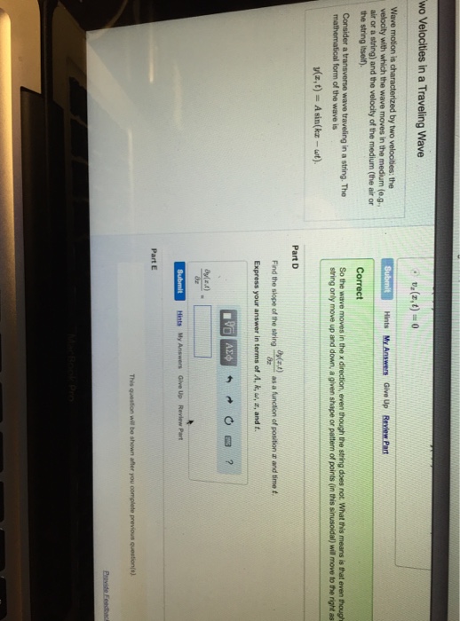 Solved Wave motion is characterized by two velocities: the | Chegg.com