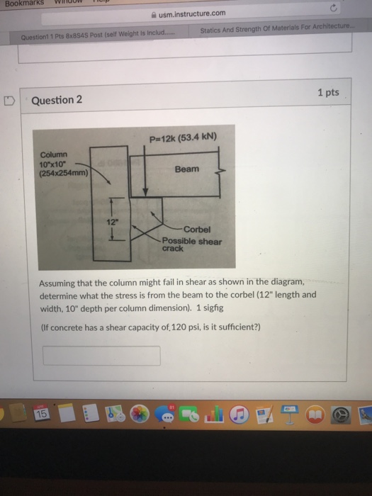 Solved Bookmarks lndow usm.instructure.com Statics And | Chegg.com