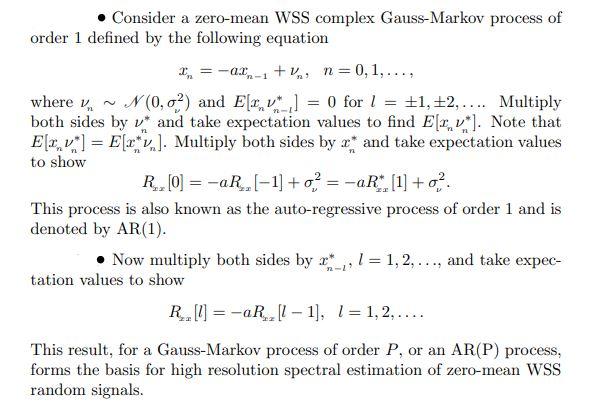 Solved Consider a zero-mean WSS complex Gauss-Markov process | Chegg.com