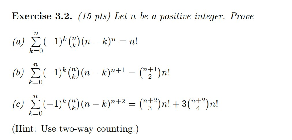 Solved Exercise 3.2. (15 pts) Let n be a positive integer. | Chegg.com