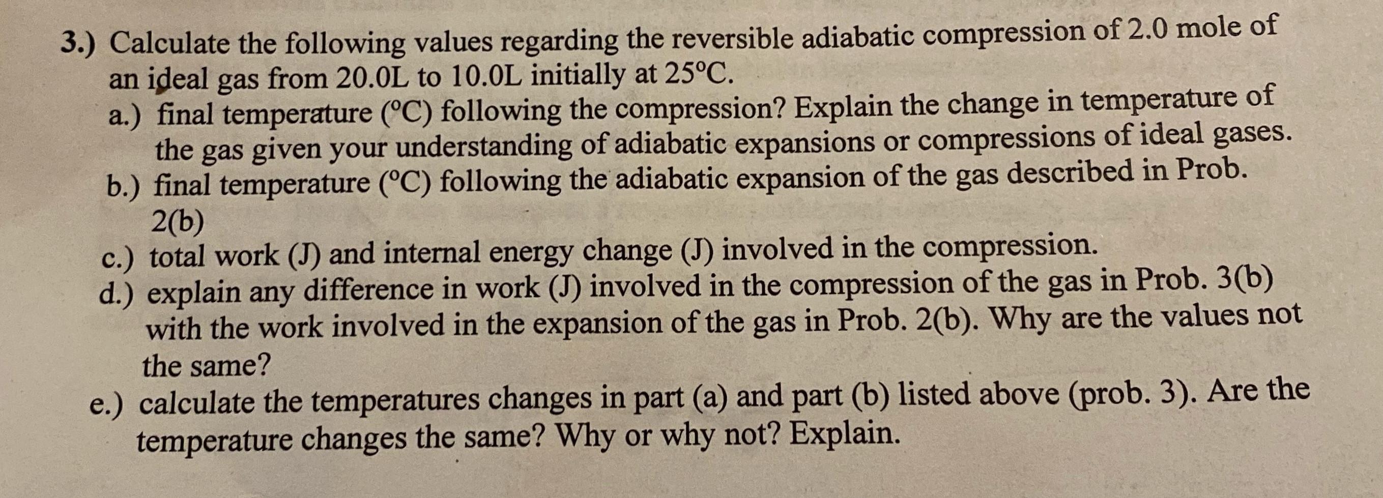 Solved 3.) Calculate the following values regarding the | Chegg.com