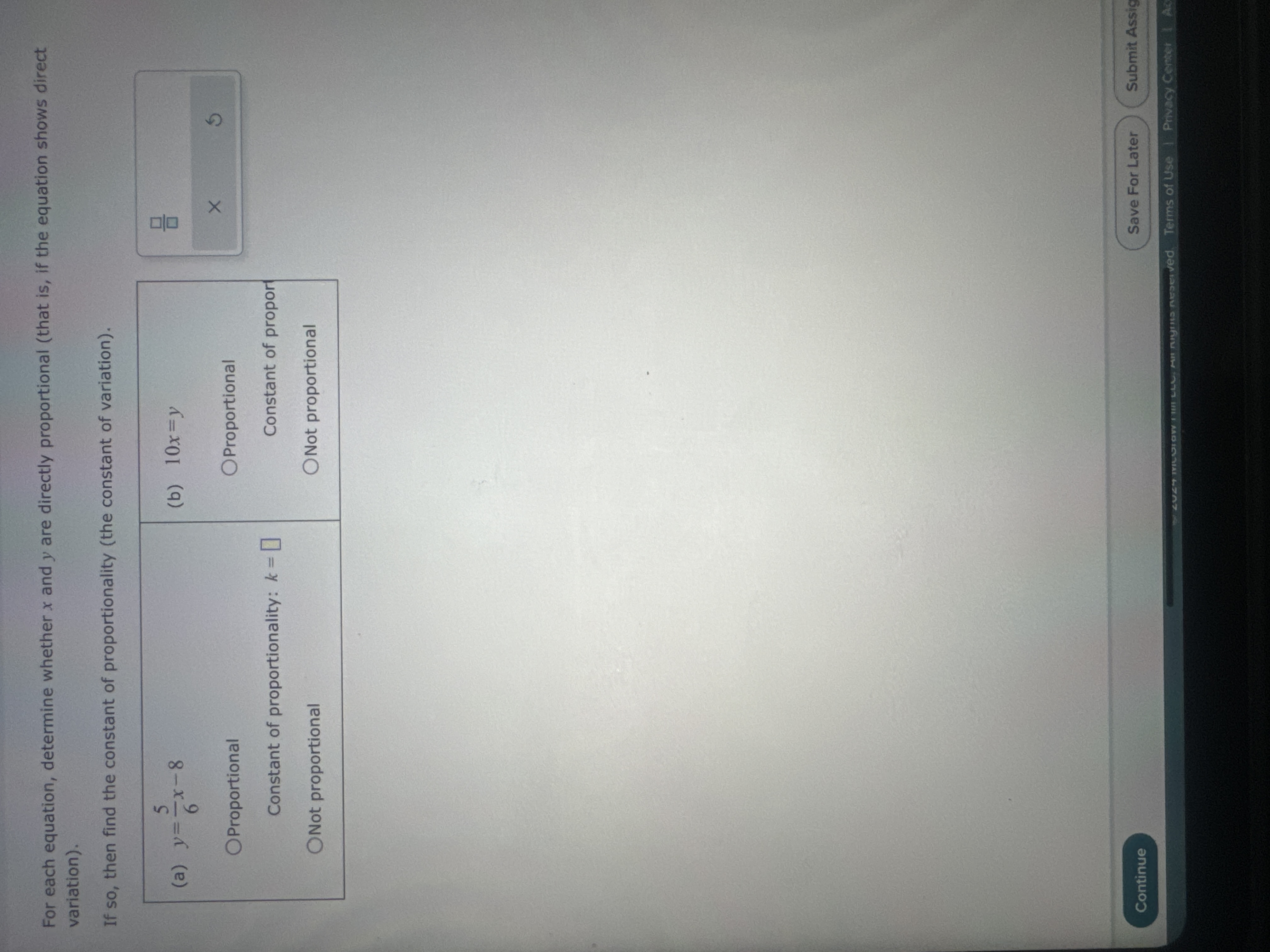 Solved For each equation, determine whether x ﻿and y ﻿are | Chegg.com