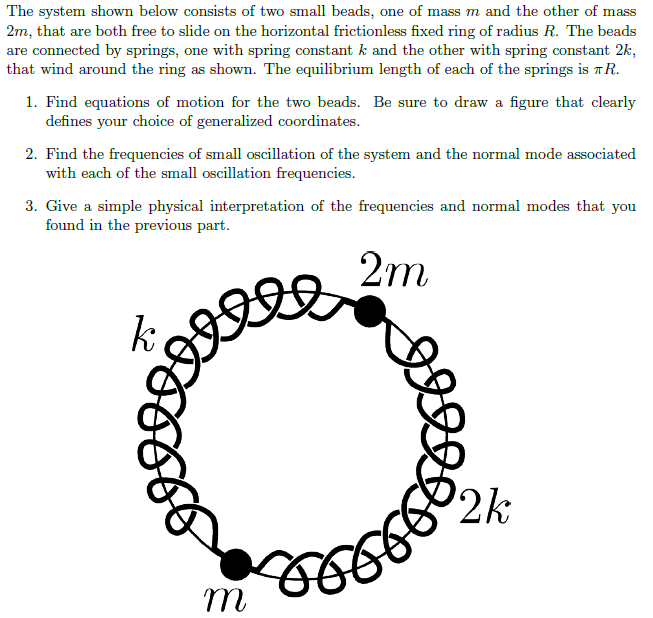 Solved The system shown below consists of two small beads, | Chegg.com