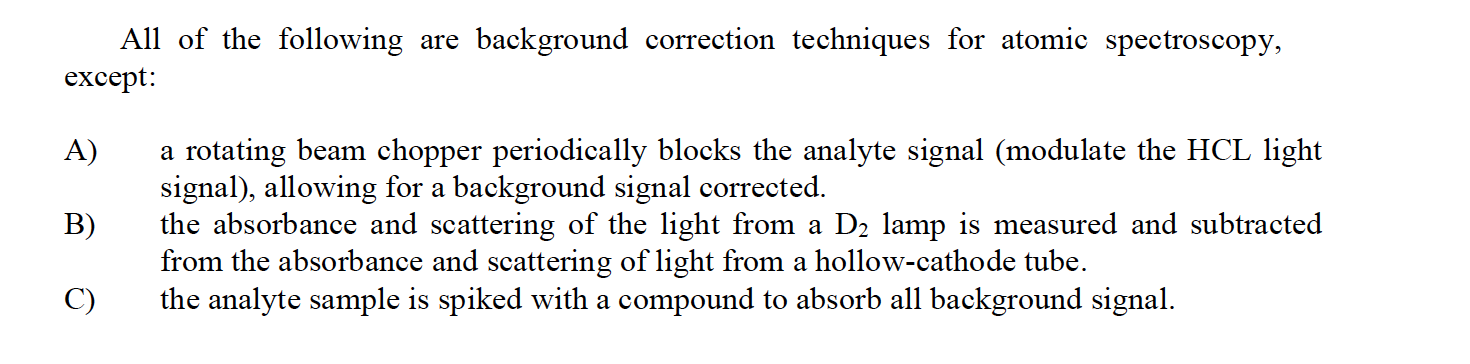 Solved All of the following are background correction | Chegg.com