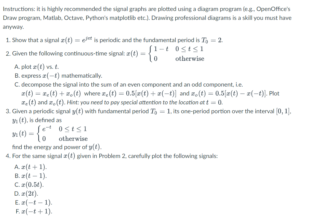 Instructions: it is ﻿highly recommended the signal | Chegg.com