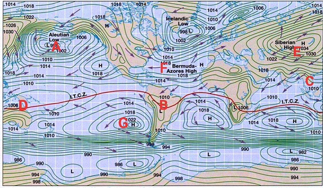 Solved 4. This is a sea-level and wind pressure map during | Chegg.com