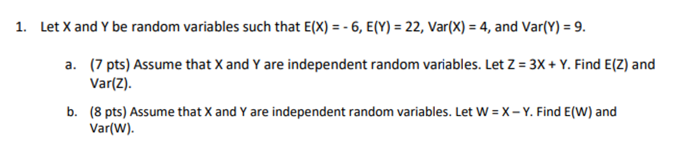 Solved 1. Let X and Y be random variables such that | Chegg.com