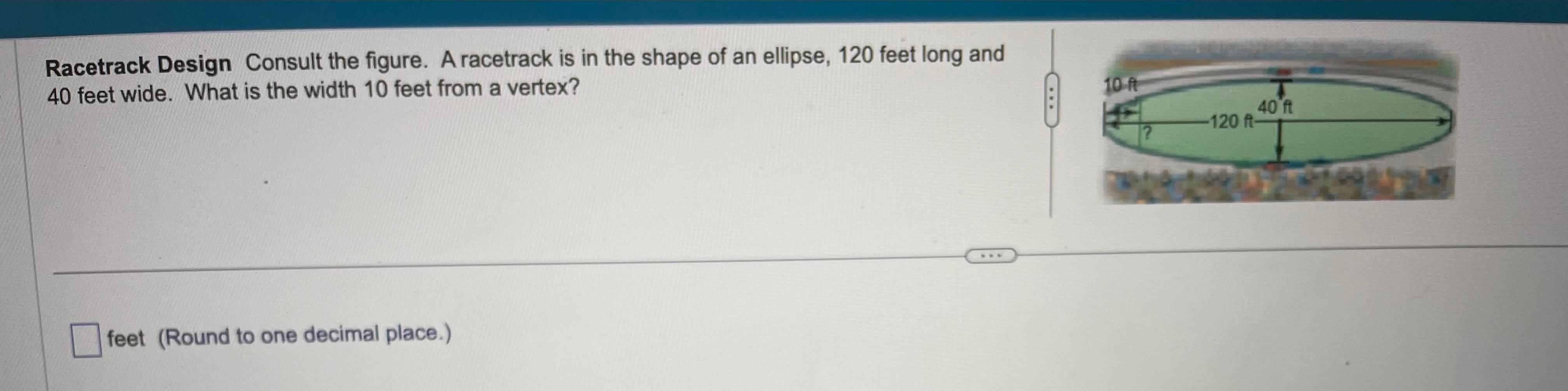 Solved Racetrack Design Consult the figure. A racetrack is | Chegg.com