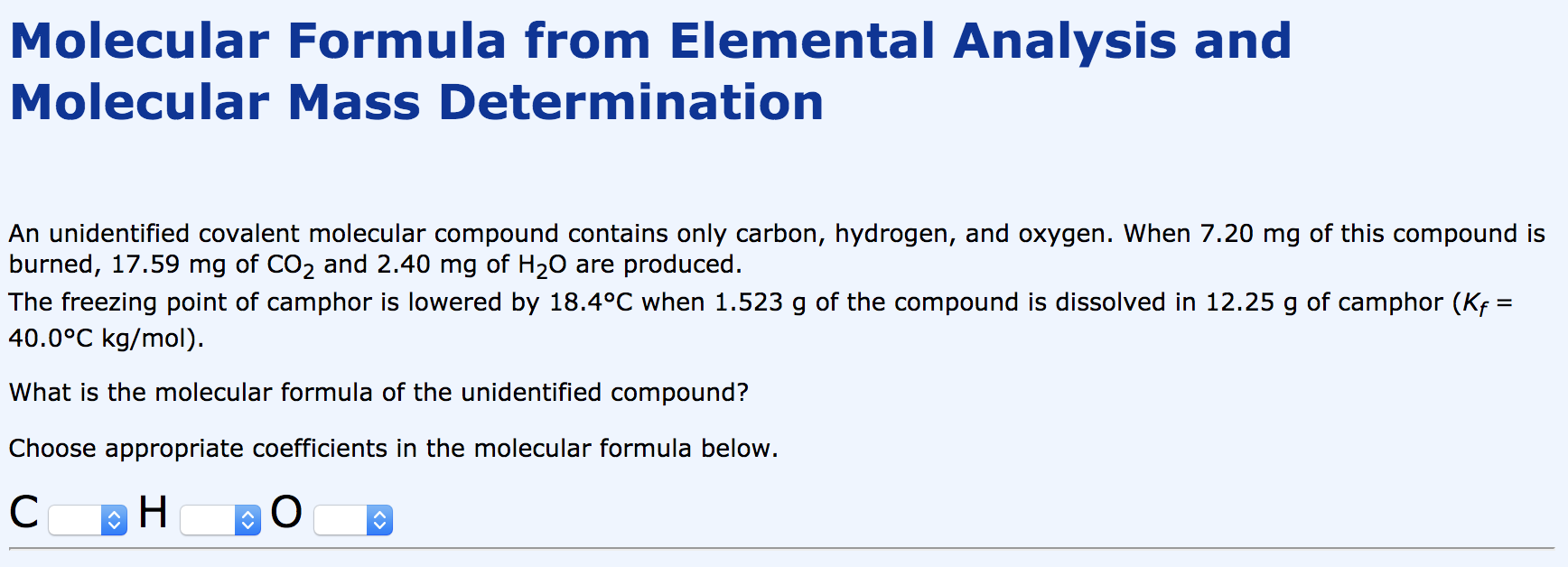 Solved Molecular Formula from Elemental Analysis and | Chegg.com