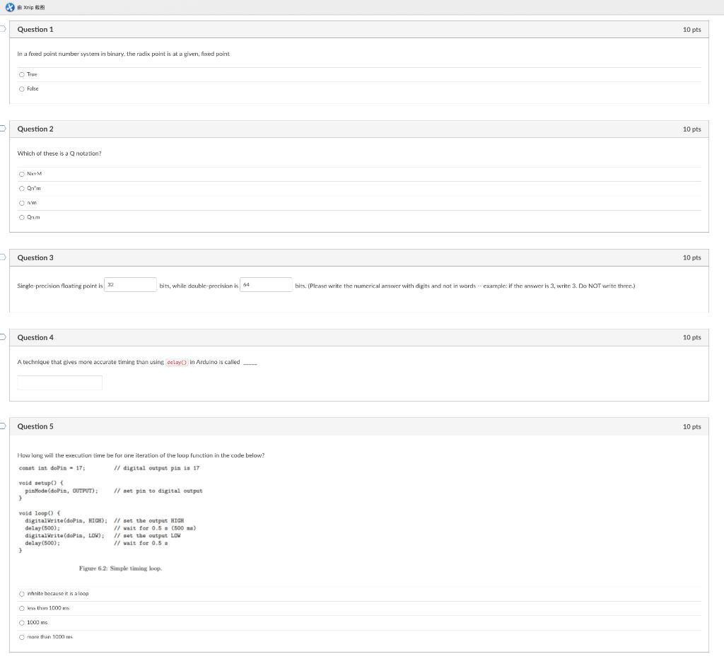 Solved Xnip Question 1 10 pts In a fixed paint number system | Chegg.com