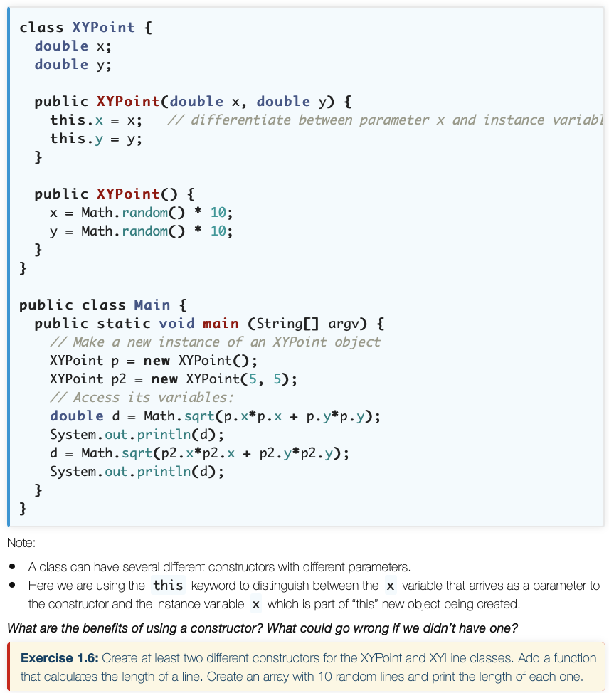 Solved IN JAVA: Exercise 1.6: Create at least two different | Chegg.com