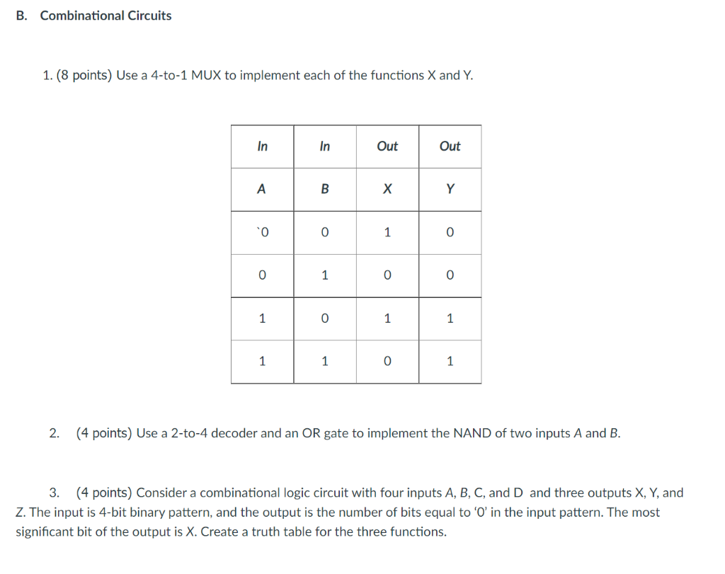 Solved B. Logic Gates 1. (4 points) Given the logic circuit | Chegg.com