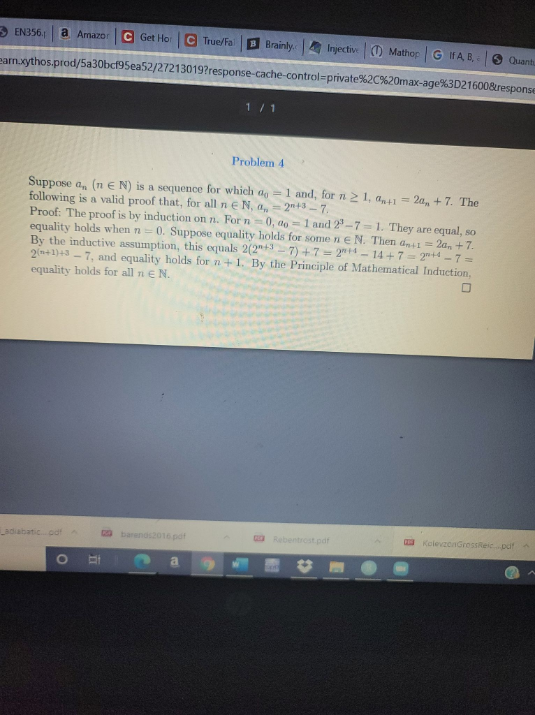 Solved Discrete math True or false Suppose an (n ∈ N) is a | Chegg.com
