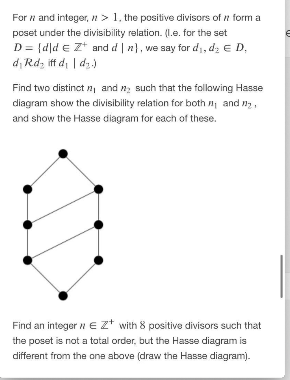 Solved For n and integer, n > 1, the positive divisors of n | Chegg.com