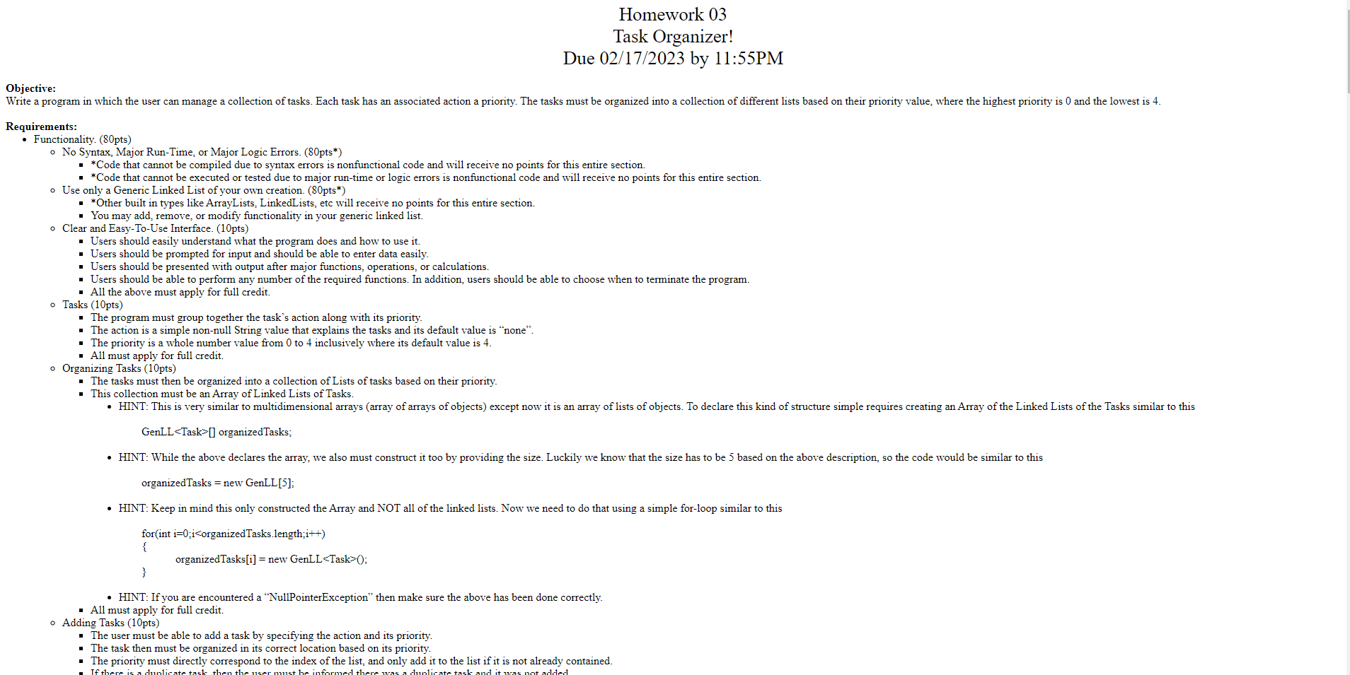 Solved Objective: Requirements: - Functionality. (80pts) - | Chegg.com