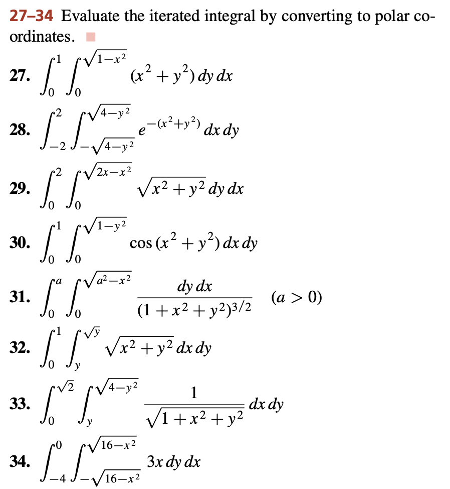 Solved 27-34 Evaluate the iterated integral by converting to | Chegg.com