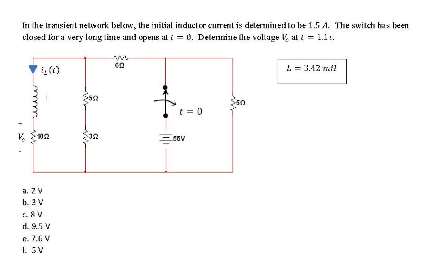 Solved In the transient network below, the initial inductor | Chegg.com
