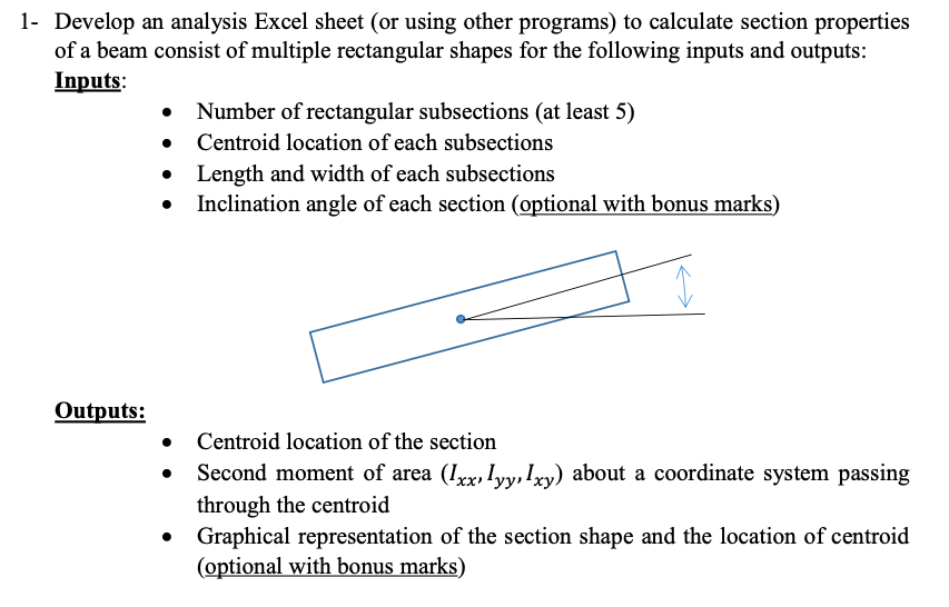 1- Develop an analysis Excel sheet (or using other | Chegg.com