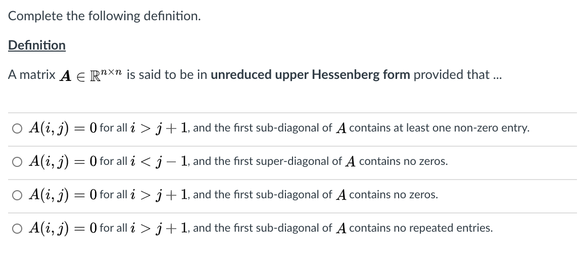 Solved Complete the following definition. Definition A | Chegg.com
