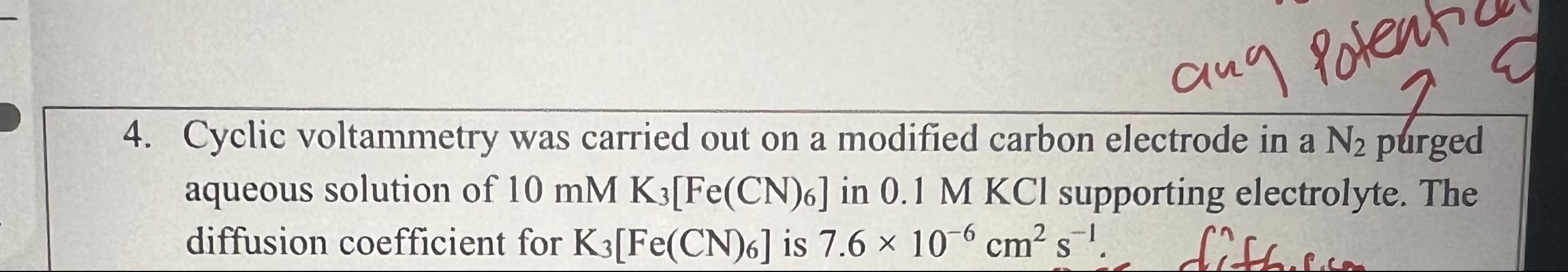 Solved Cyclic voltammetry was carried out on ﻿a modified | Chegg.com