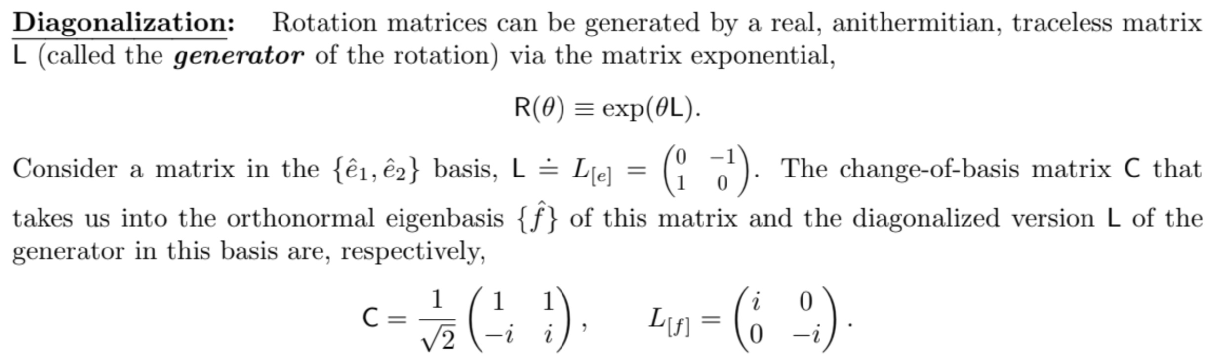 Solved Diagonalization: \\( \\quad \\) Rotation matrices can | Chegg.com