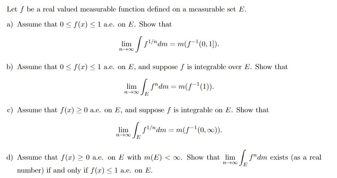 Solved Let f be a real valued measurable function defined on | Chegg.com