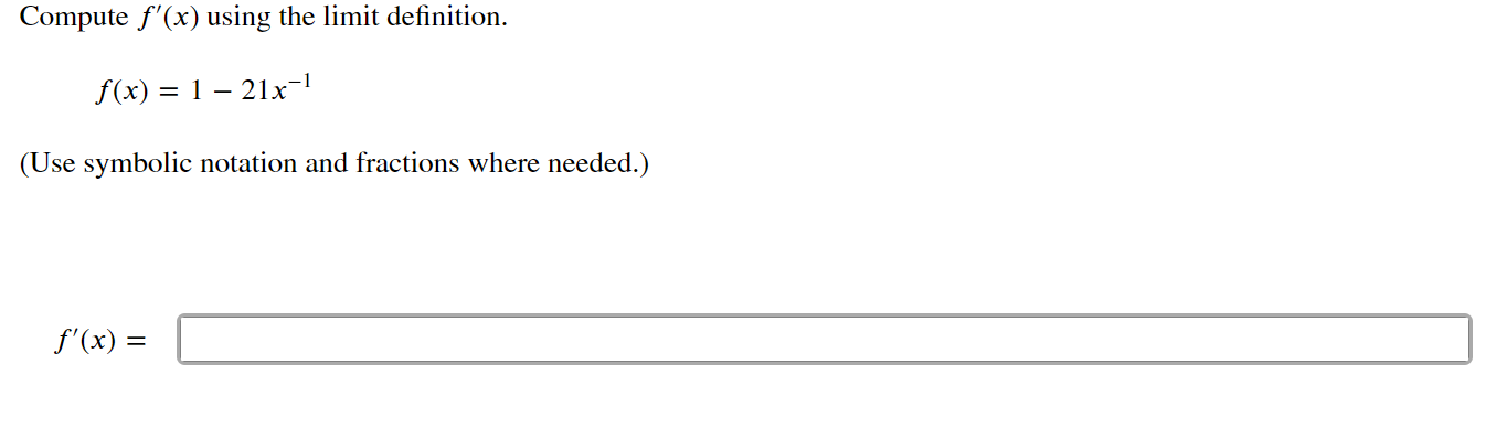 Solved Compute f'(x) ﻿using the limit | Chegg.com