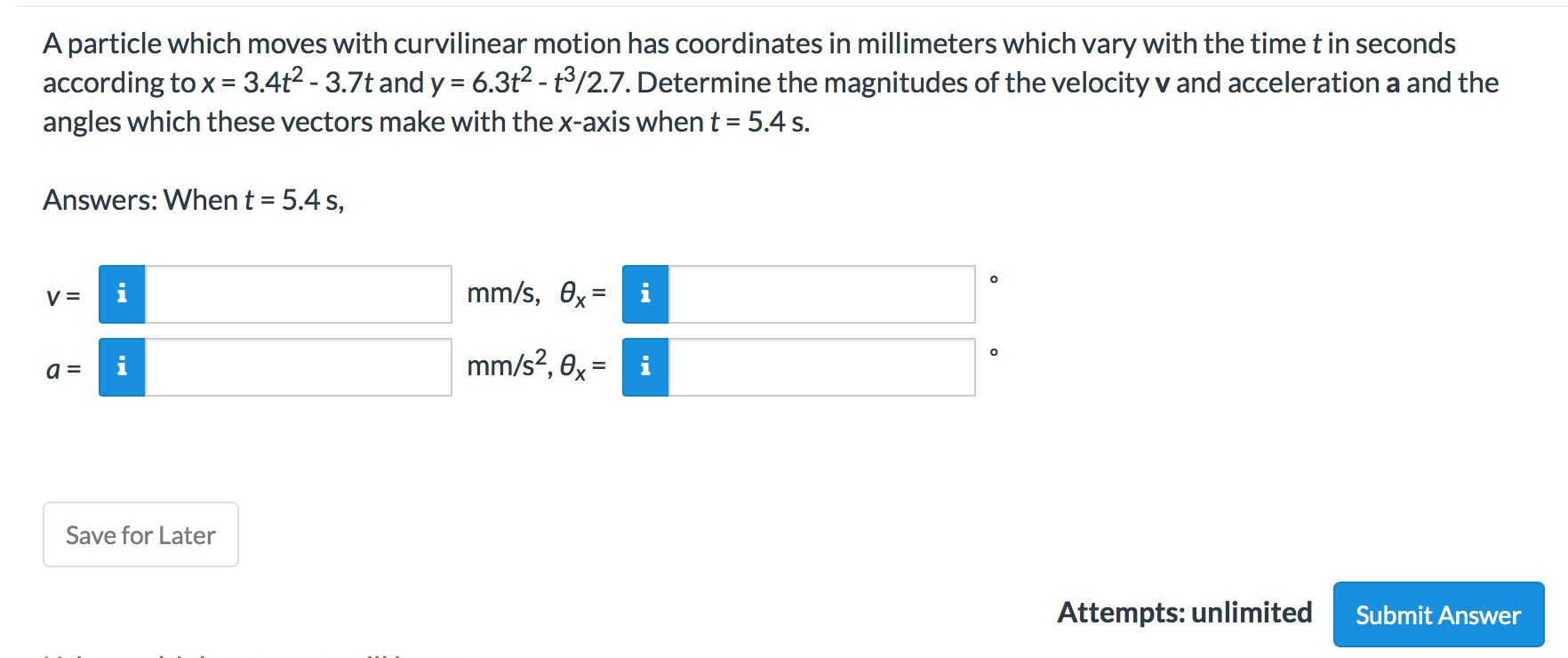 Solved A particle which moves with curvilinear motion has | Chegg.com