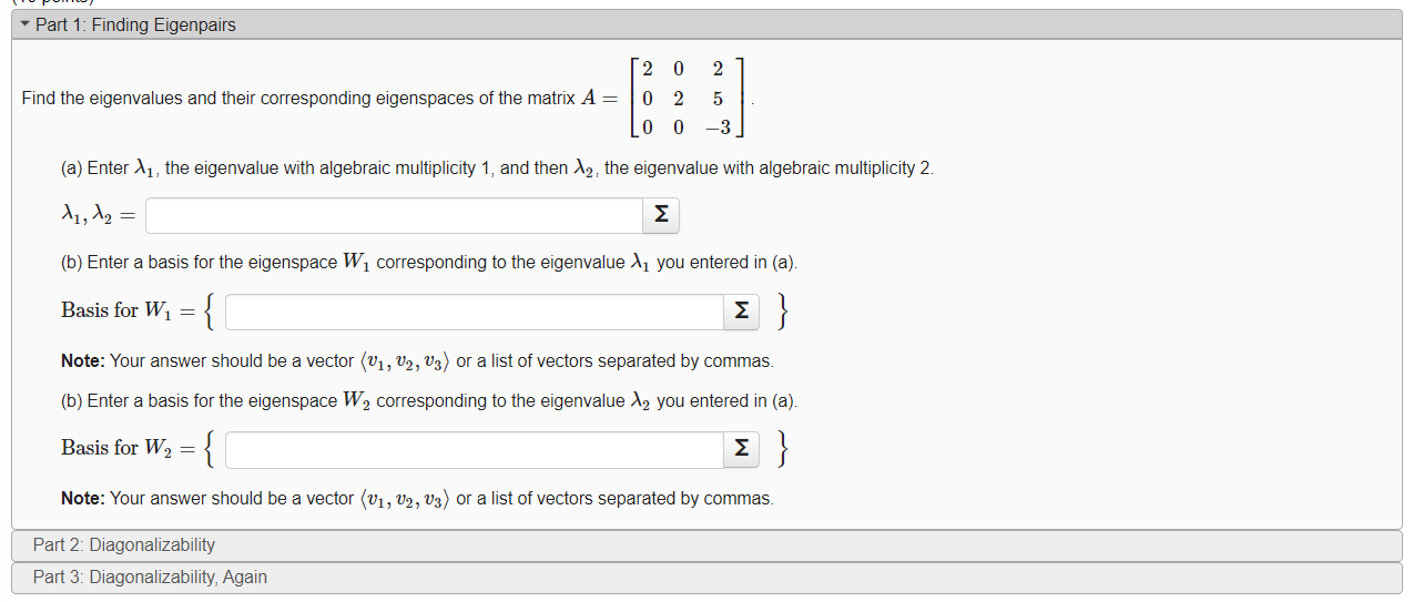 Solved Part 1: Finding Eigenpairs Find the eigenvalues and | Chegg.com