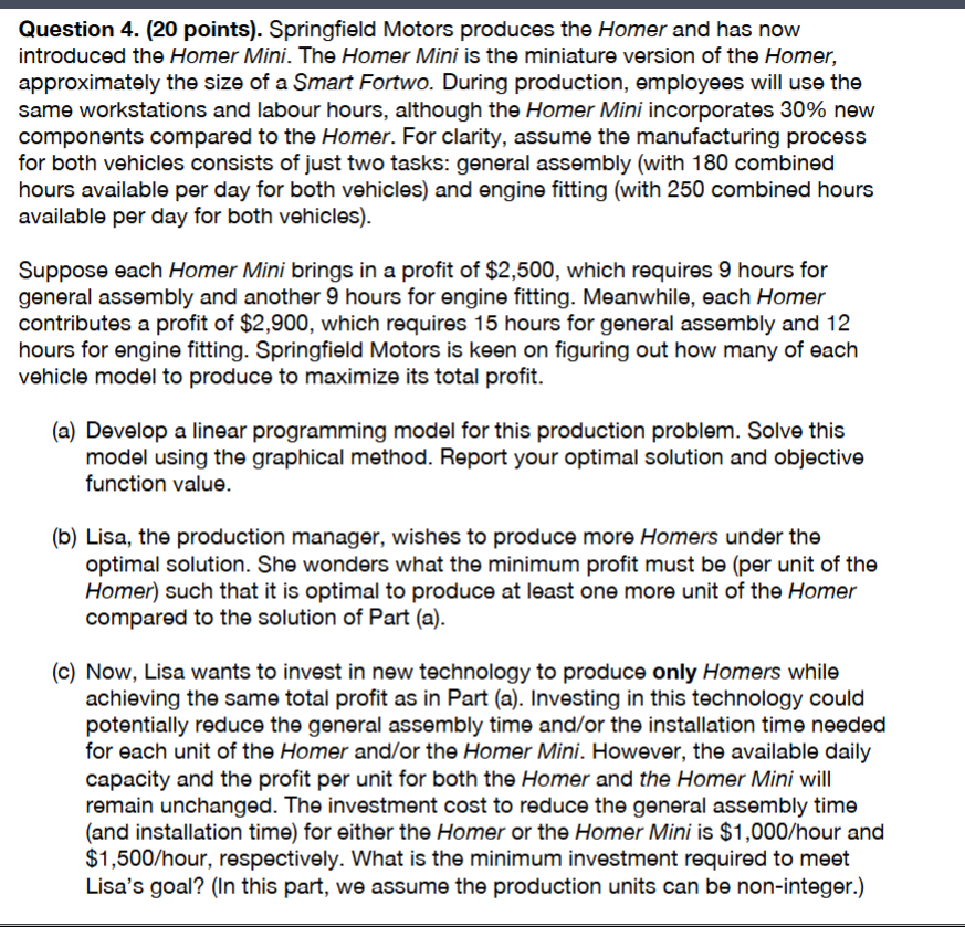 Solved Please solve using linear programming. show ur | Chegg.com Solved Please solve using linear programming. show ur | Chegg.com
