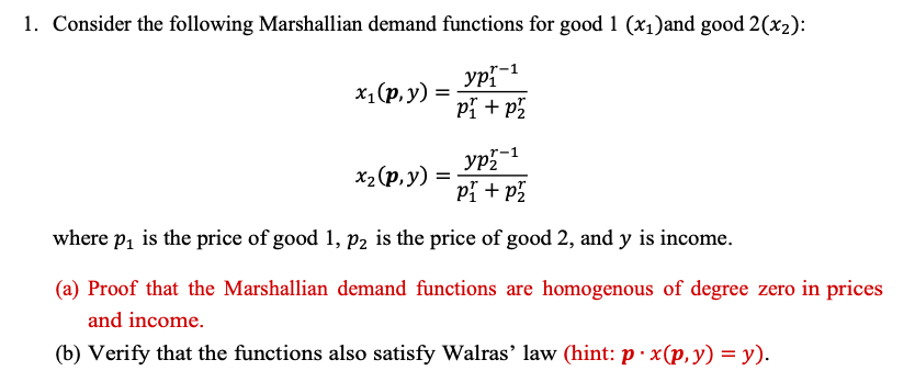 Solved Consider the following Marshallian demand functions | Chegg.com